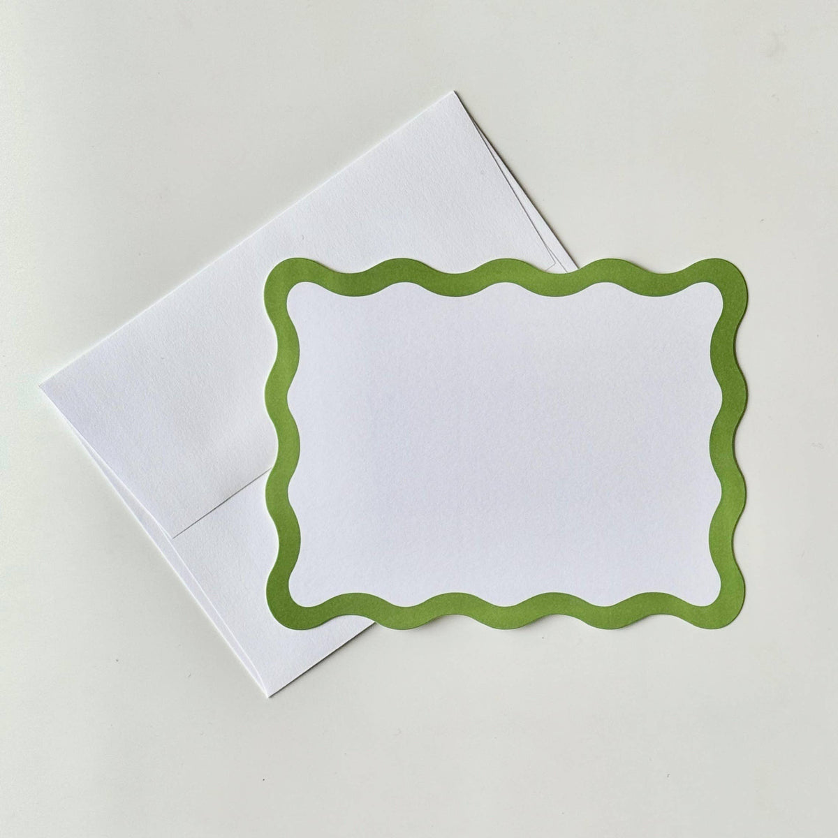 Green Scallop Edge Flat Note Cards | The Monogram Merchant