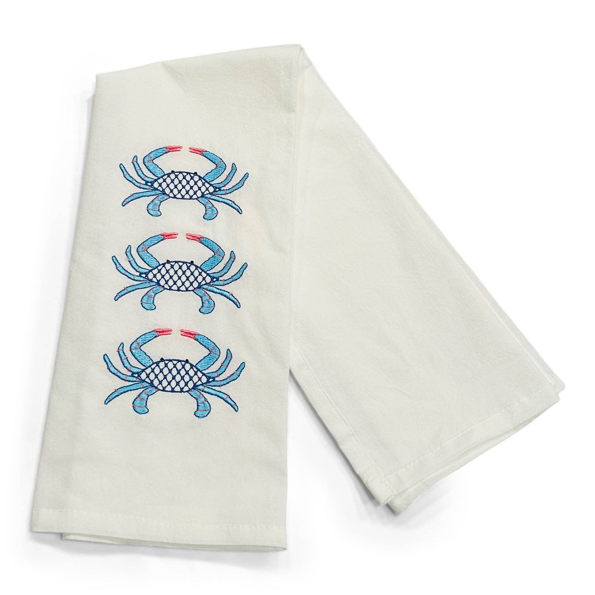 Fishtail Blue Crabs Cotton Towel | The Monogram Merchant