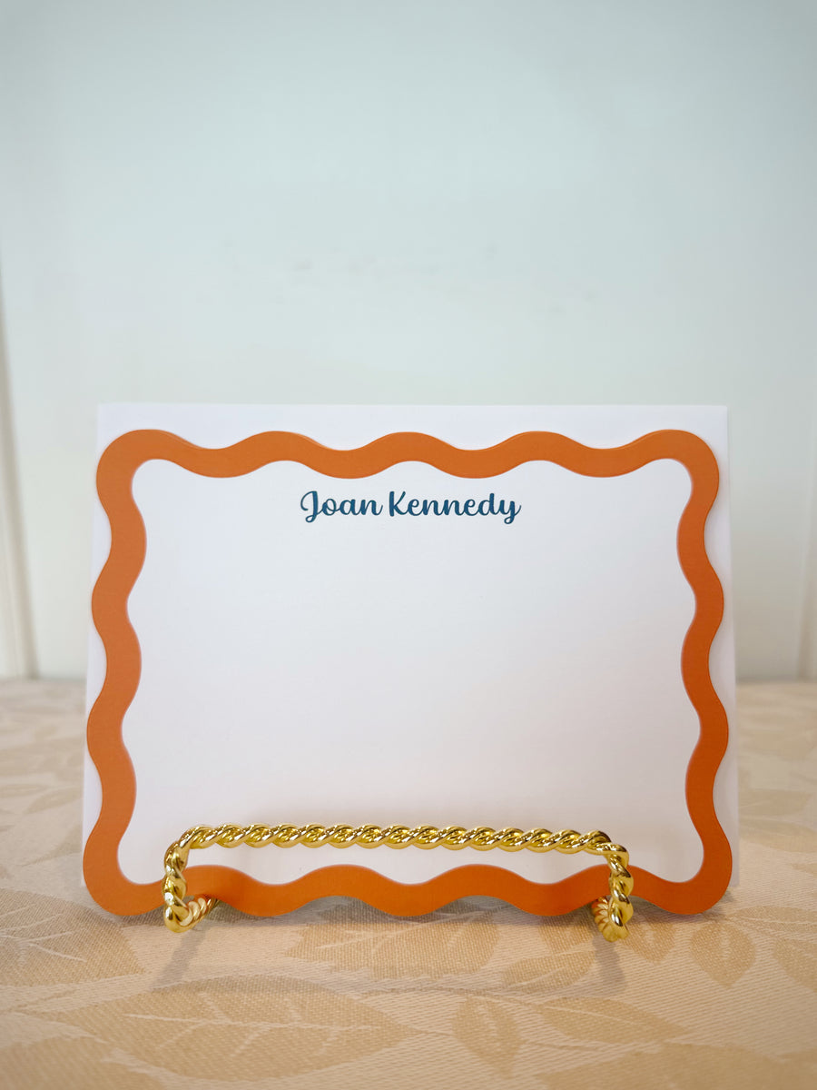 Orange Scallop Edge Flat Note Cards | The Monogram Merchant